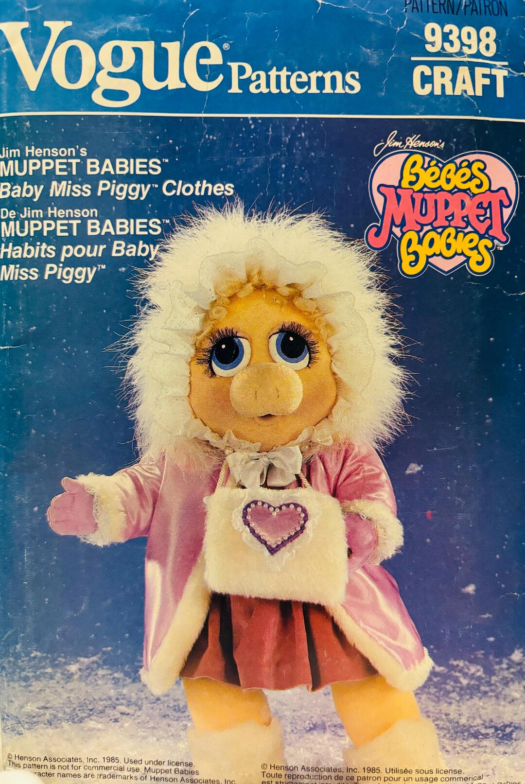 Sewing Pattern Vogue 9398 Muppet Babies -17” Baby Miss Piggy Clothes ...