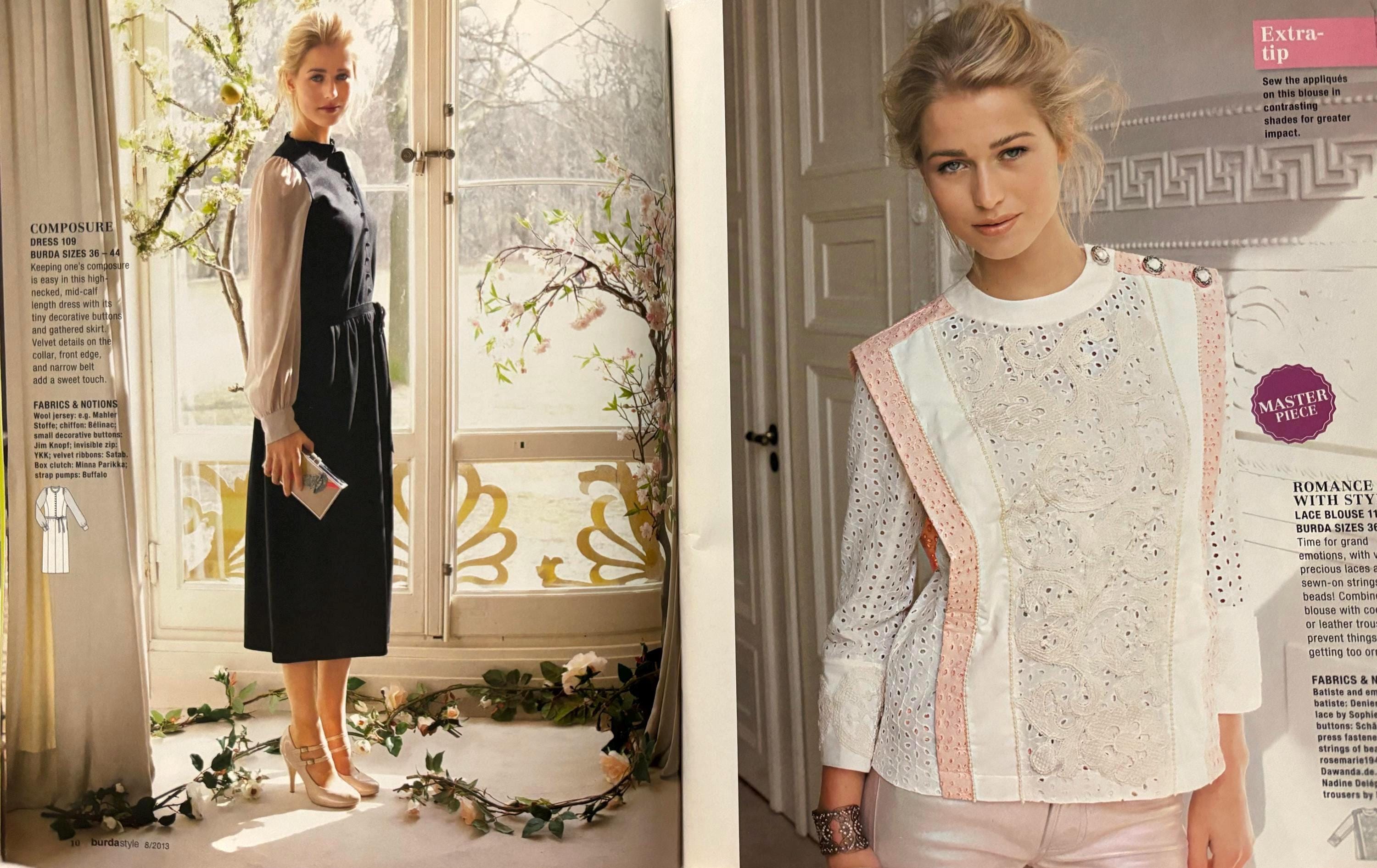 Burda Magazine August 2013 Sewing Pattern Women's Dress - English ...
