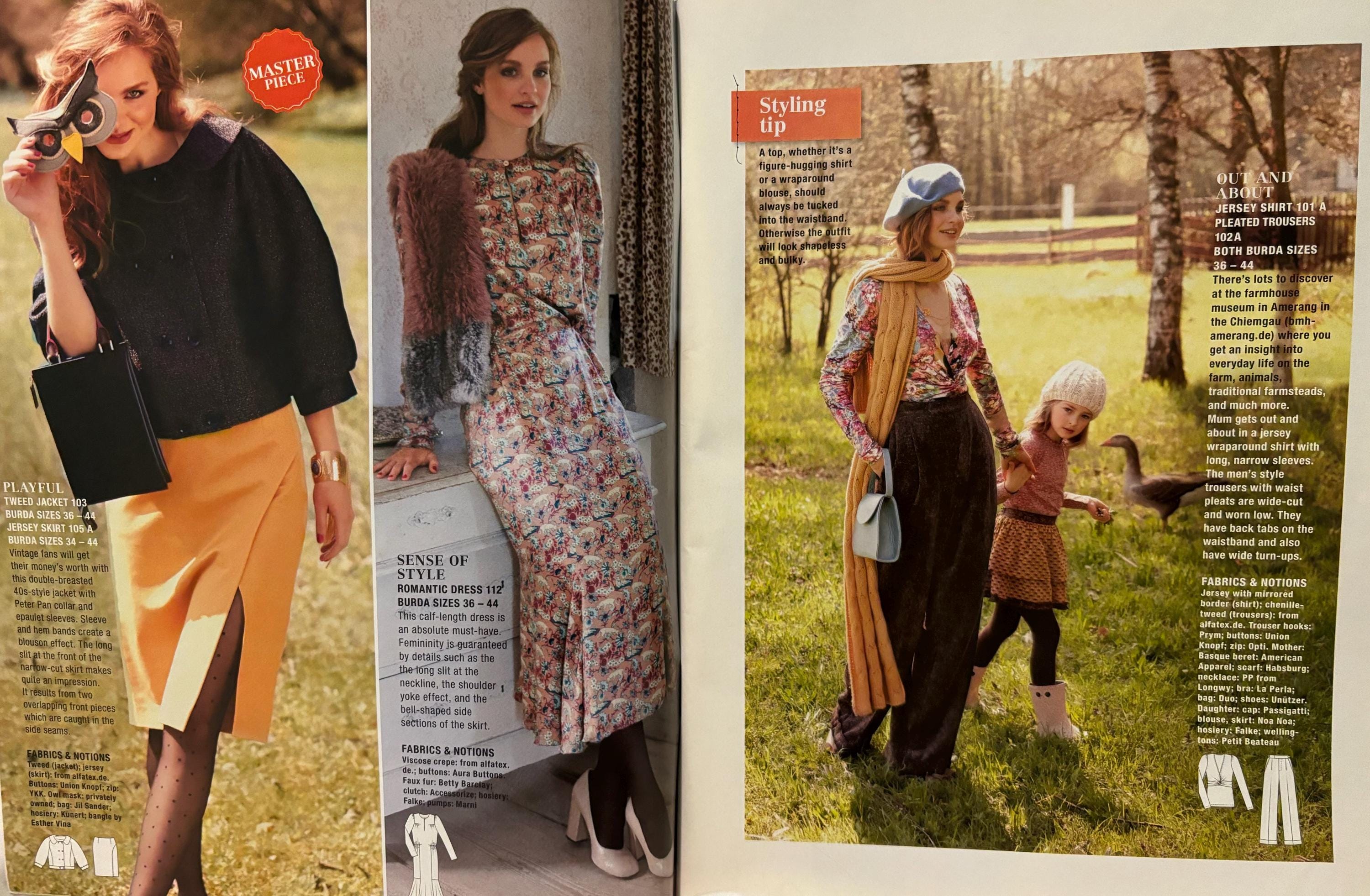 Burda Magazine September 2013 Sewing Pattern Women's Dress - English ...