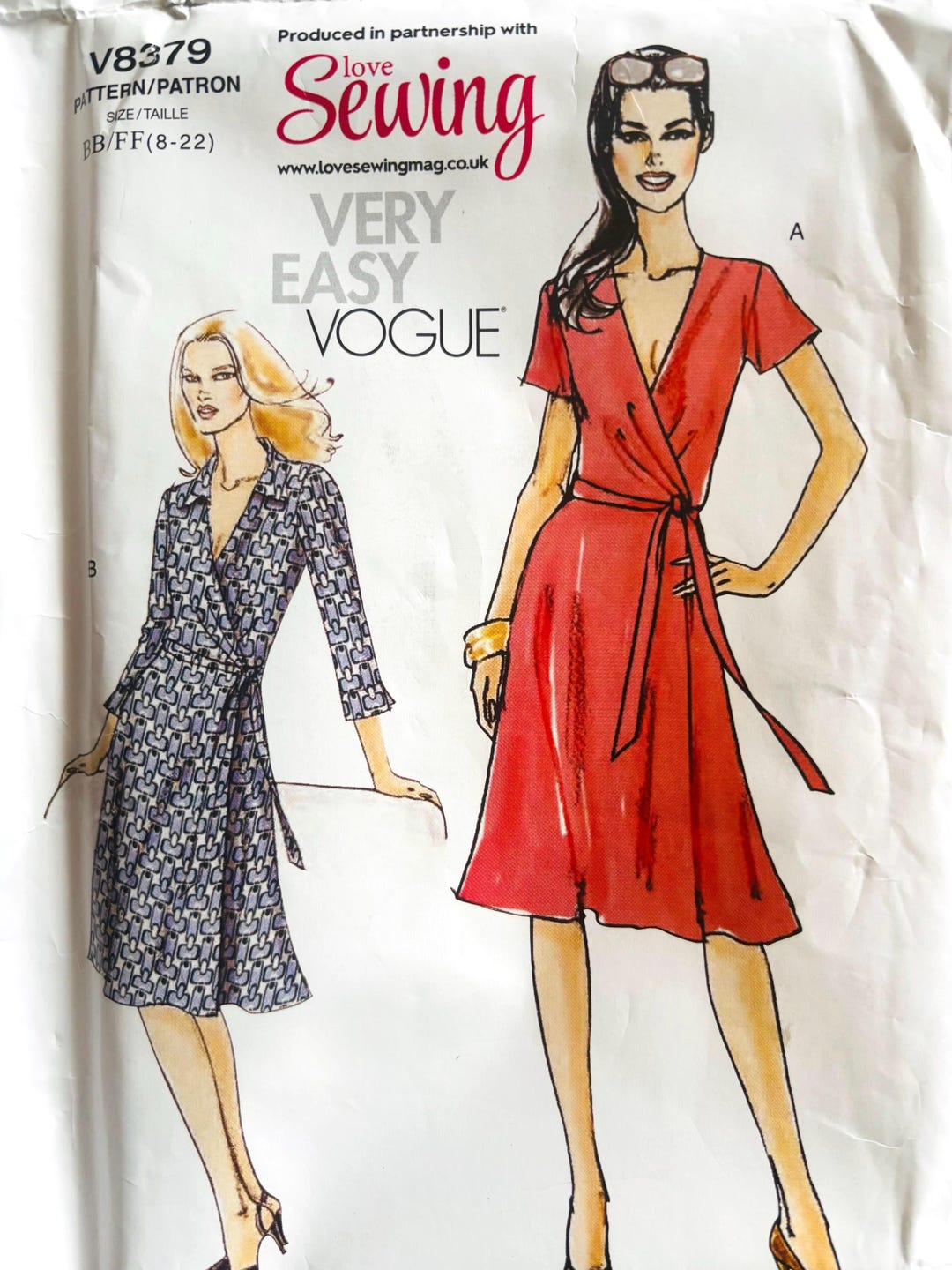 Sewing Pattern Vogue 8379 Women’s Wrap Front Dress - Size 6-8-10-12-14 ...