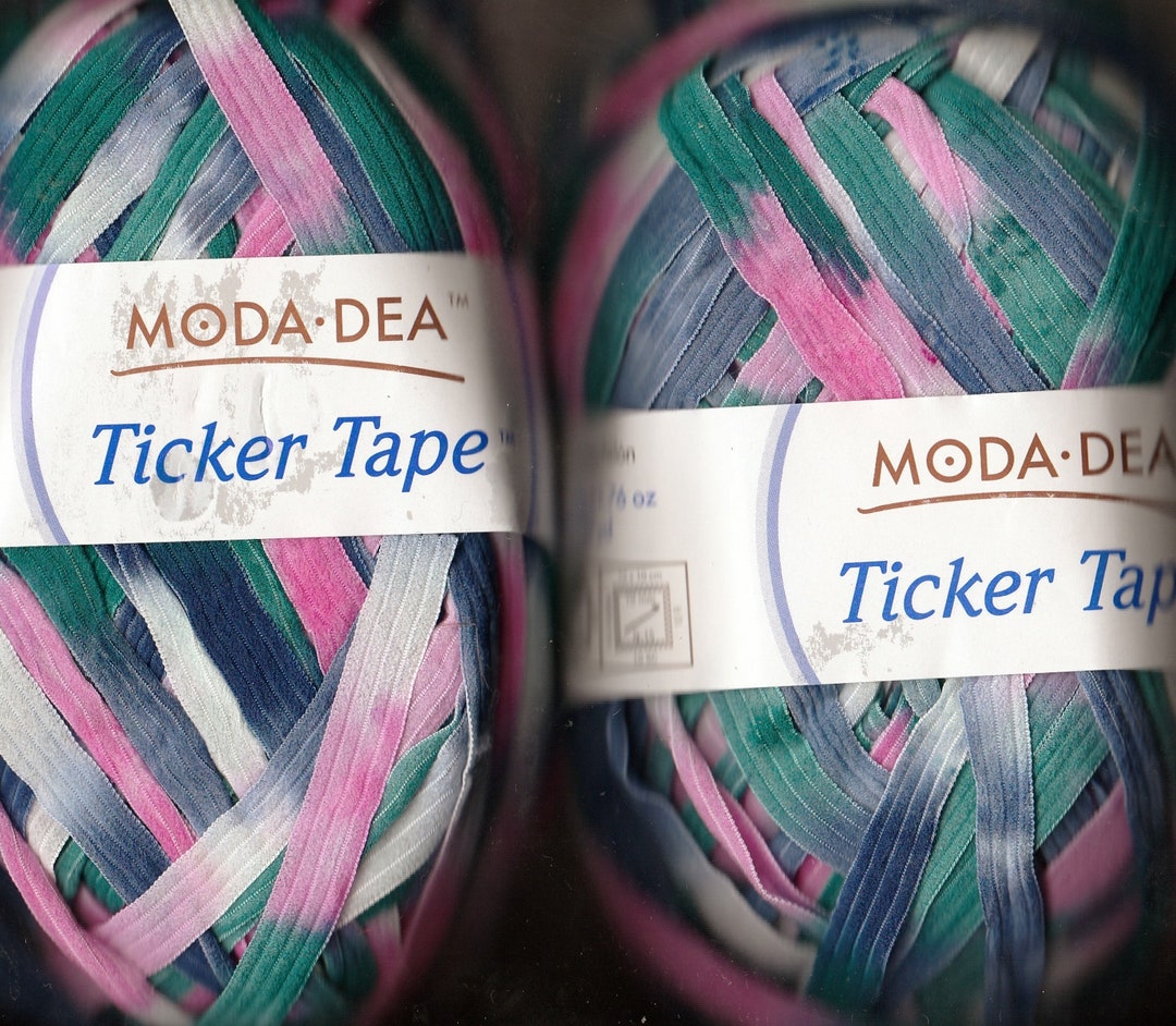 2 Skeins - Moda Dea Ticker Tape Yarn 50 Grams Bulky Ribbon Nylon ...