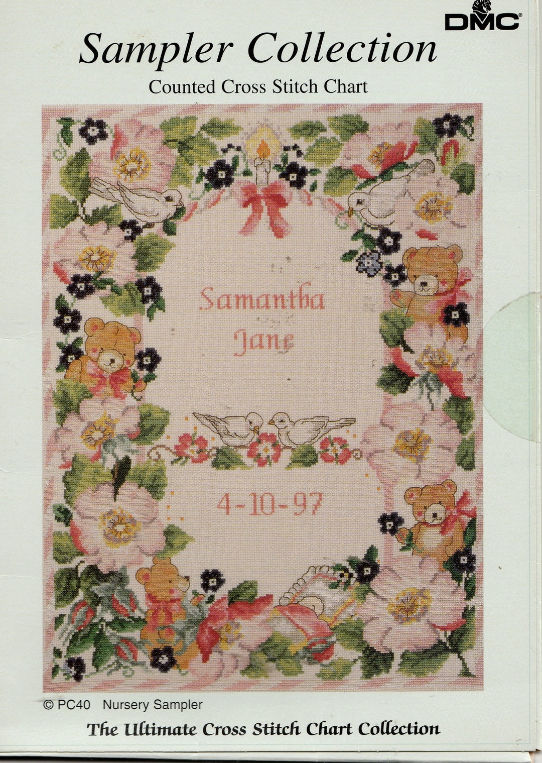 DMC Counted Cross Stitch Sampler Pattern - Nursery Sampler - Floral ...