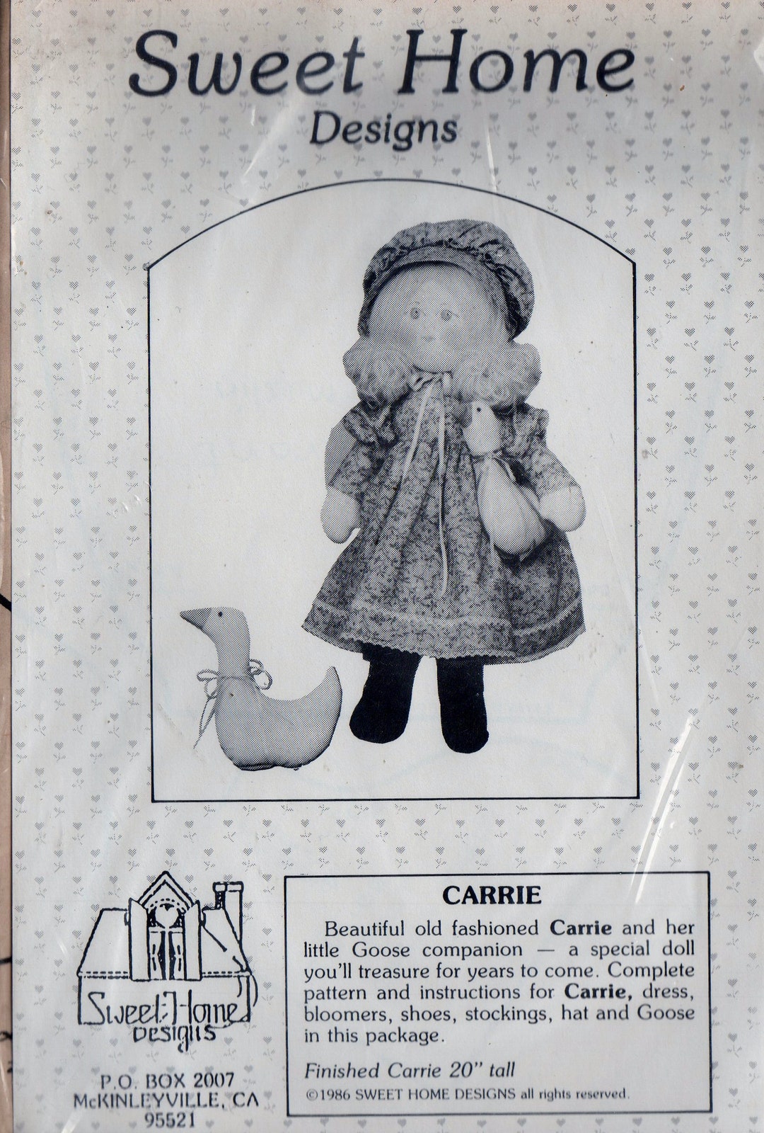 Sewing Pattern Sweet Home Designs 20" Stuffed Rag Doll Carrie and ...