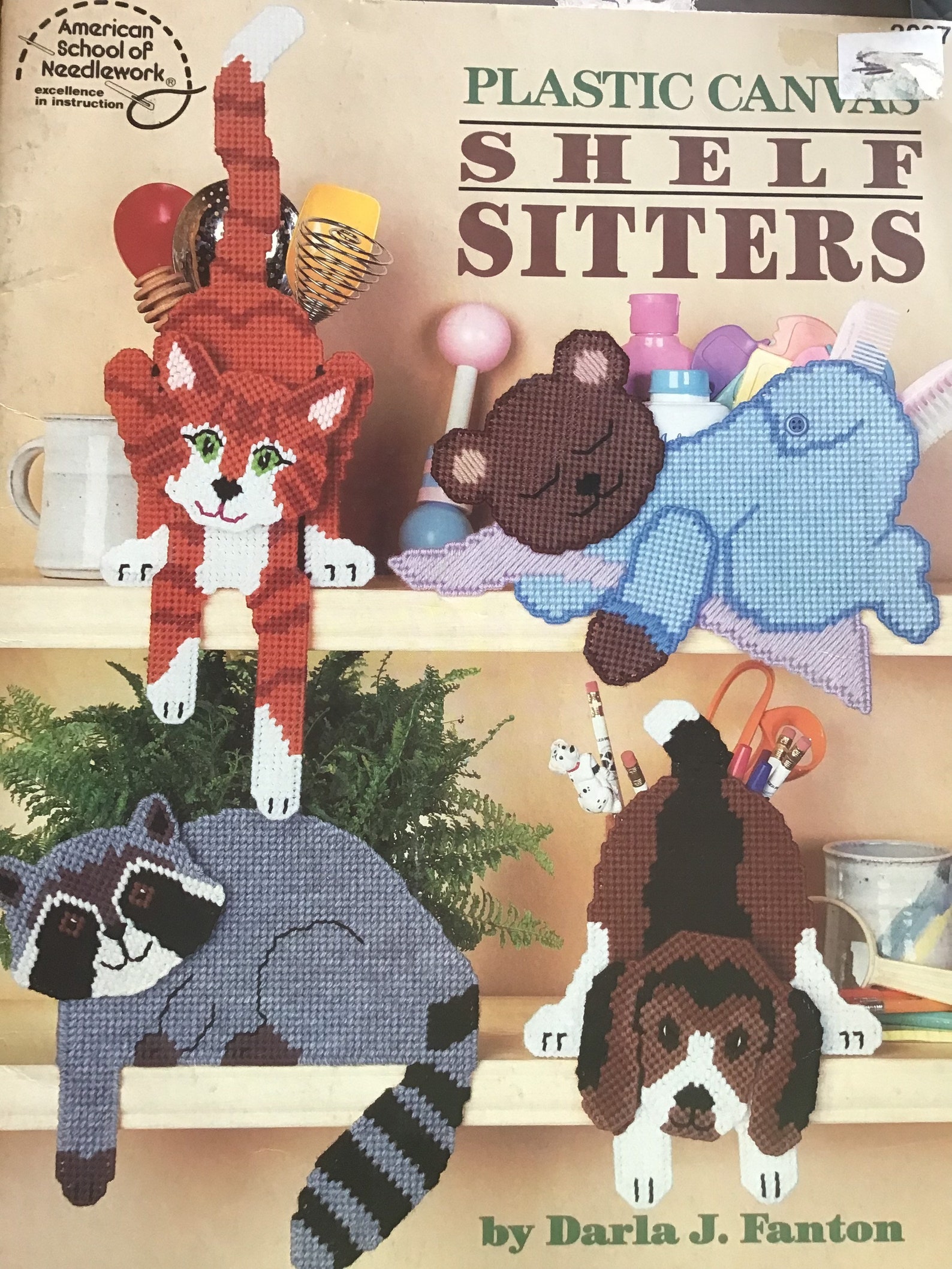 Plastic Canvas Shelf Sitters - Cow Swan Mouse Raccoon Teddy Puppy Cat ...