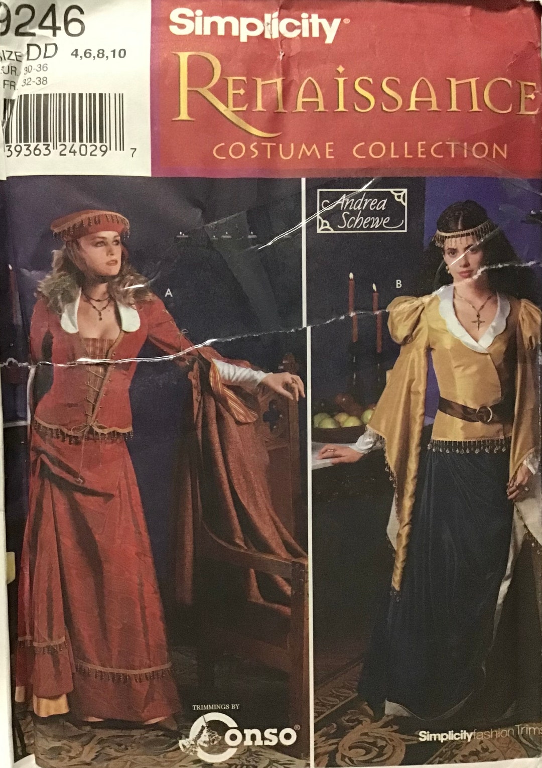 Sewing Pattern Simplicity 9247 Women’s Renaissance Gown Costume Size 4 ...