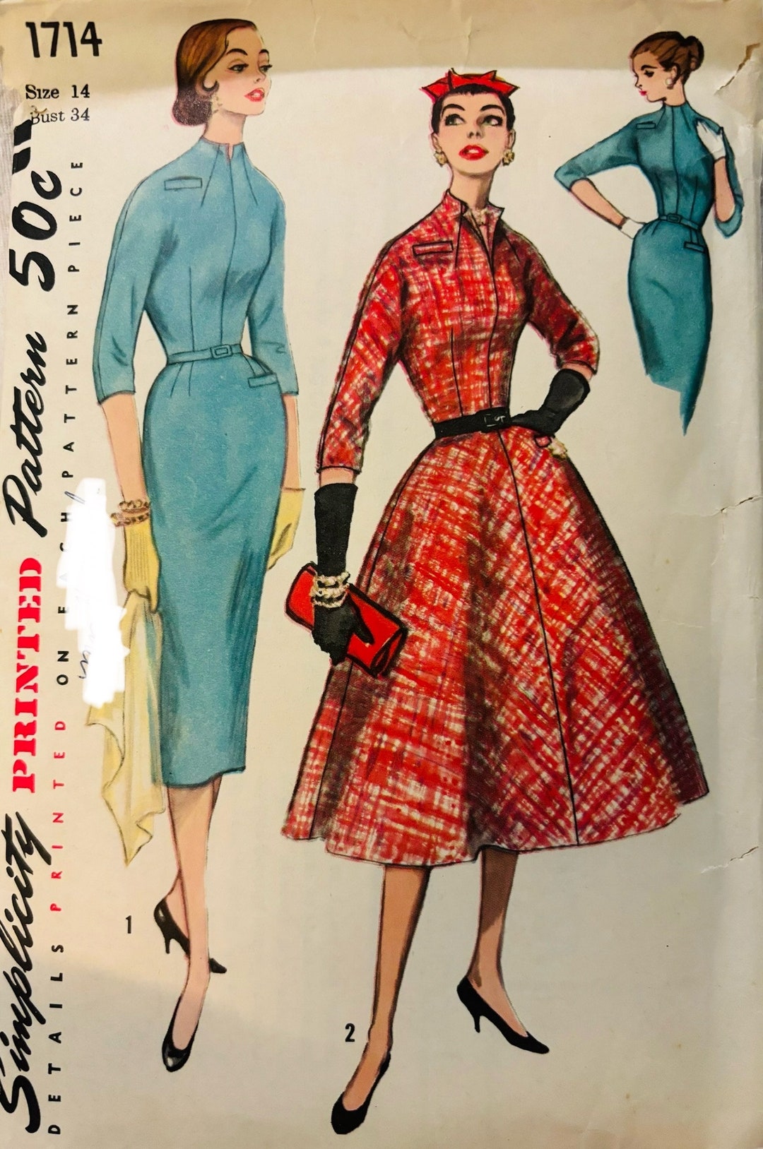 Vintage 50s Sewing Pattern Simplicity 1714?designer Women’s Women’s ...