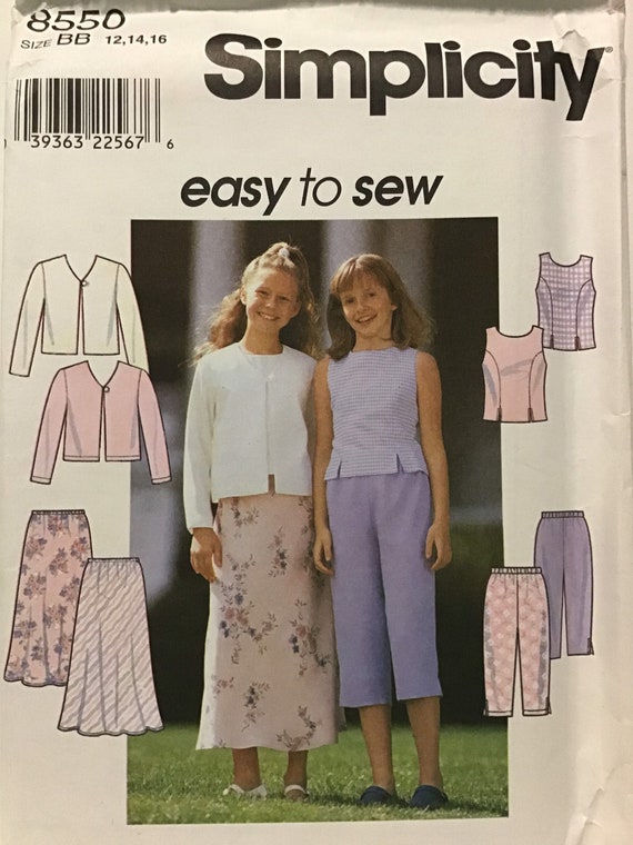 Kits & How To Patterns Skirt Simplicity 8550 Girl's Jacket Pants Top ...