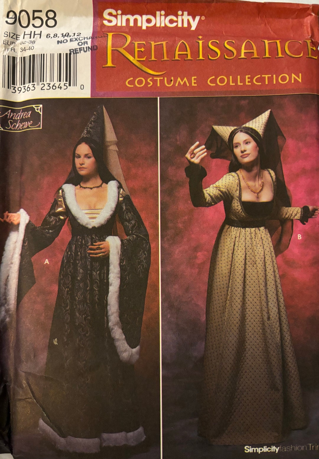 Sewing Pattern Simplicity 9058 Women’s Renaissance Dress Gown Costume ...