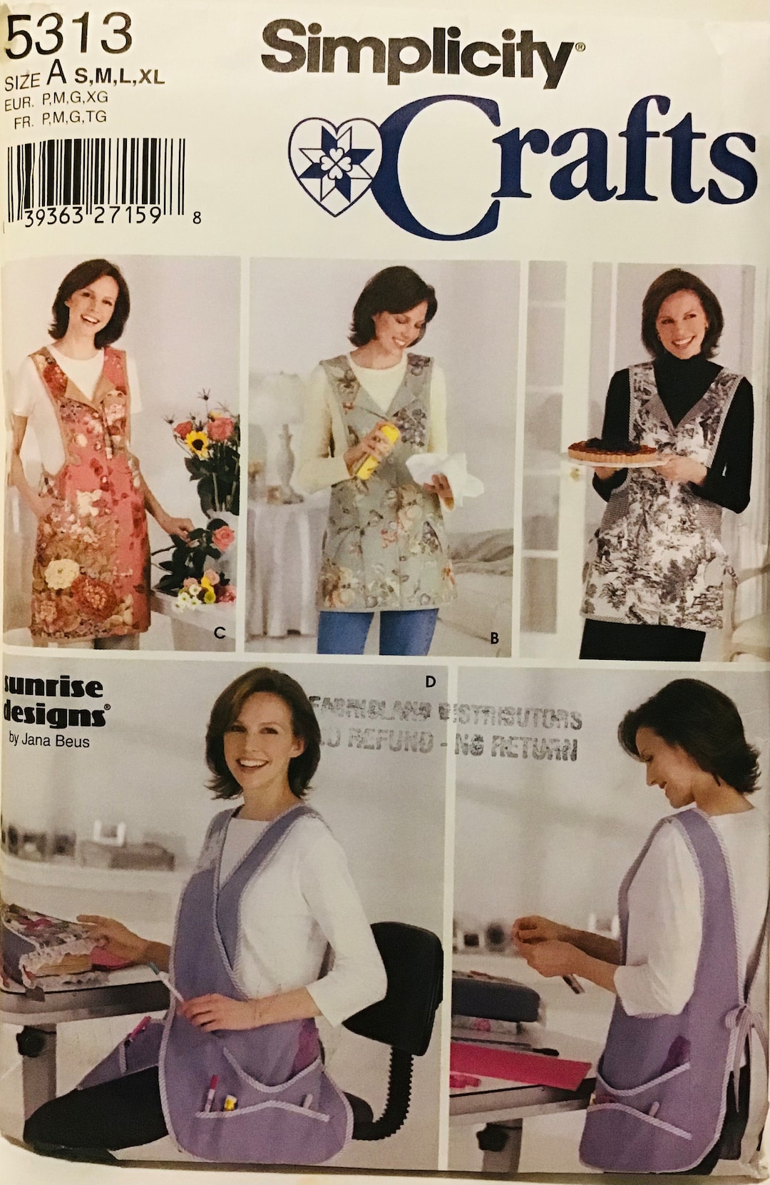 Sewing Pattern Simplicity 5313 Sunrise Designs Women’s Apron in 4 ...