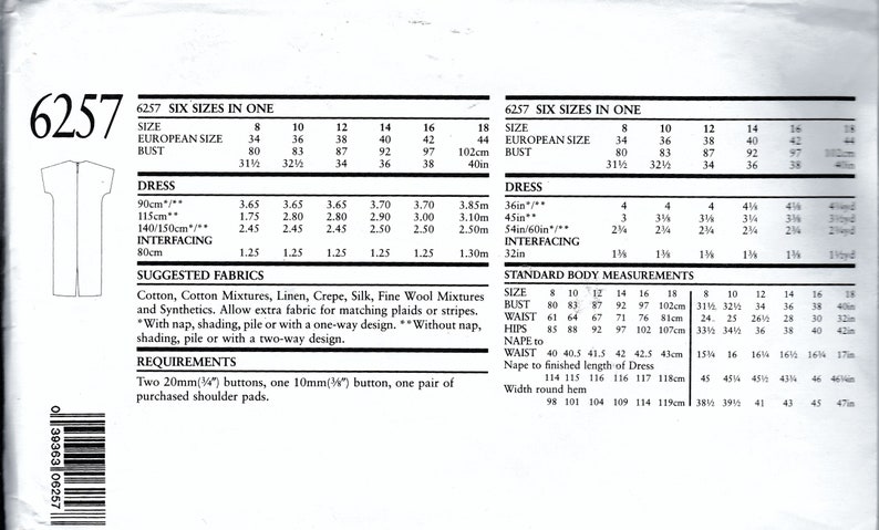 Sewing Pattern New Look 6257 Women's Misses' Short Sleeve Straight ...