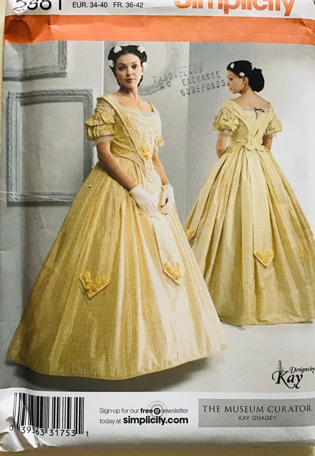 Sewing Pattern Simplicity 2881 Women’s Dress Gown Costume Size 8-10-12 ...