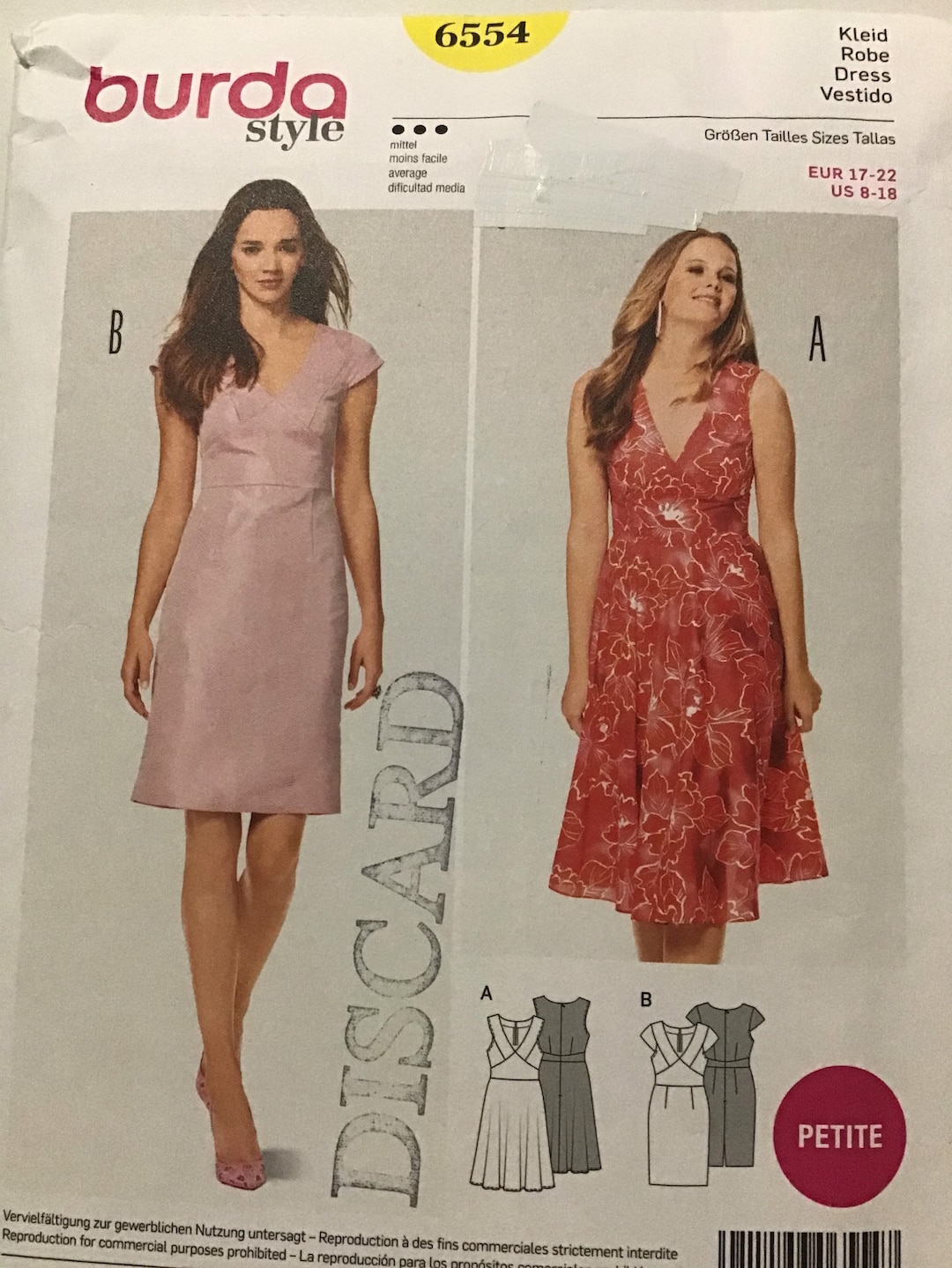 Sewing Pattern Burda 6554 Women’s Fitted Sleeveless Dress - Size 8-10 ...