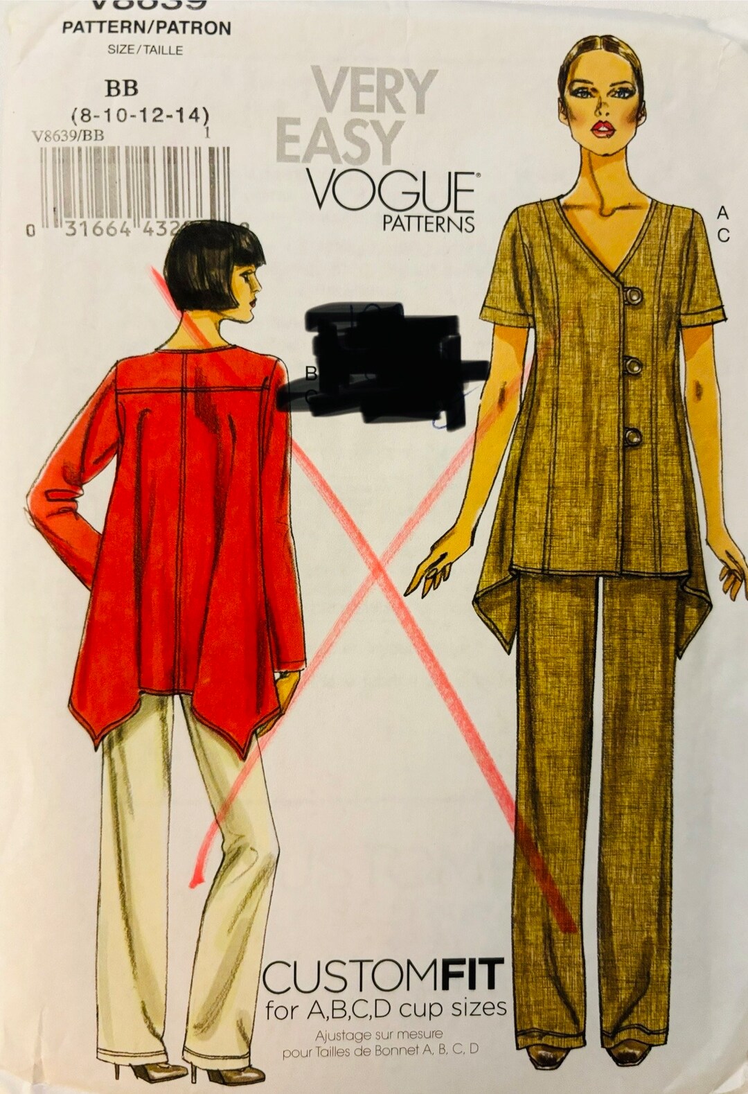 Sewing Pattern Vogue 8639 Women's Loose-fitting Top & Pants Sz. 8 10 12 ...