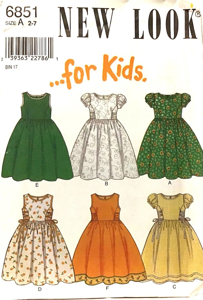 Sewing Pattern New Look 6851 Girls’ Party Dress - Size 2-3-4-5-6-7 ...