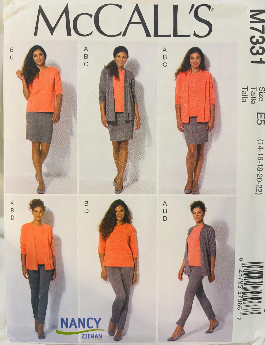 Sewing Pattern Nancy Zieman Mccall’s 7331 Women’s Loose-fitting Jacket ...