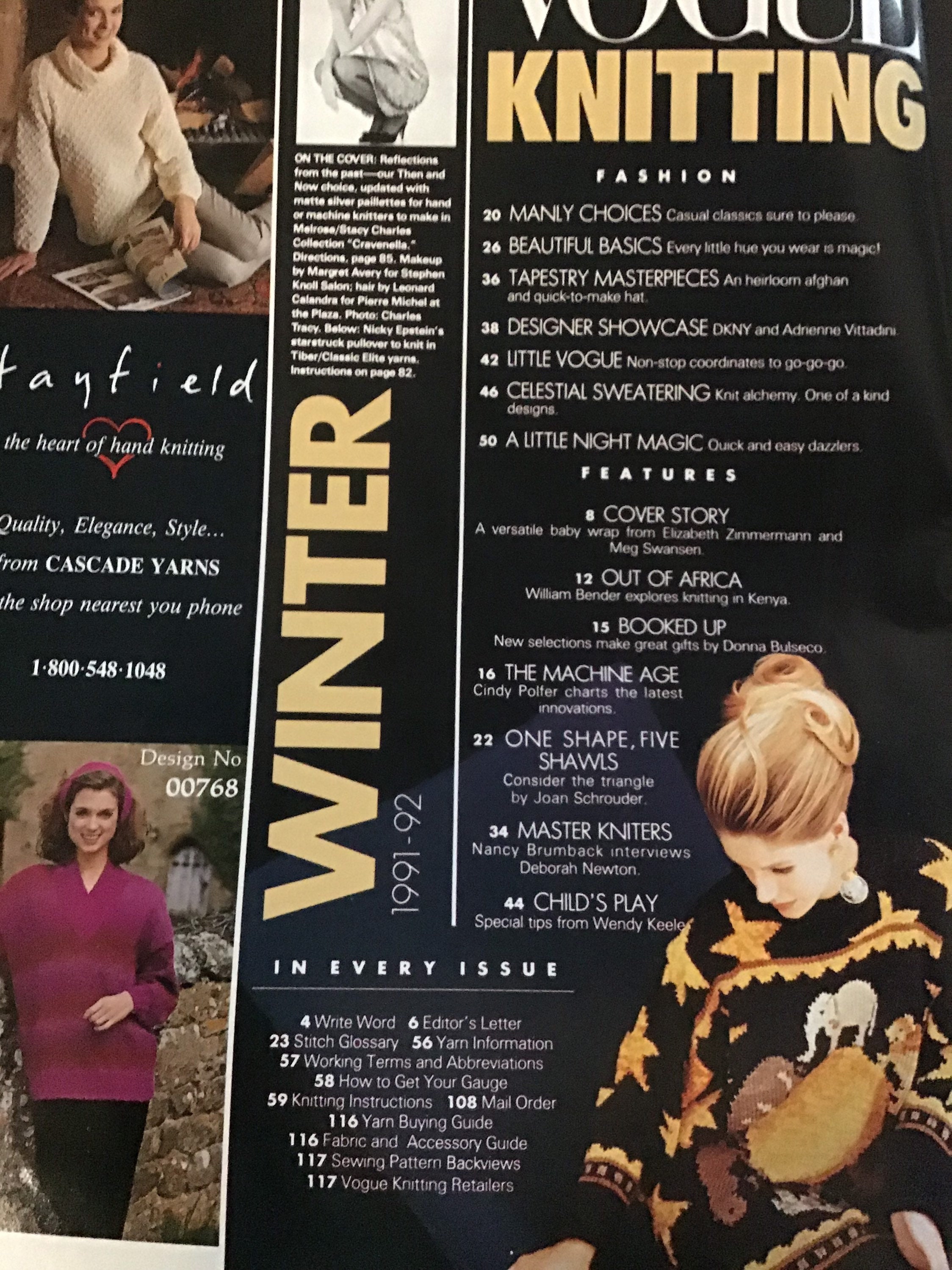 Vogue Knitting Pattern International Magazine Winter 91-92 | Etsy