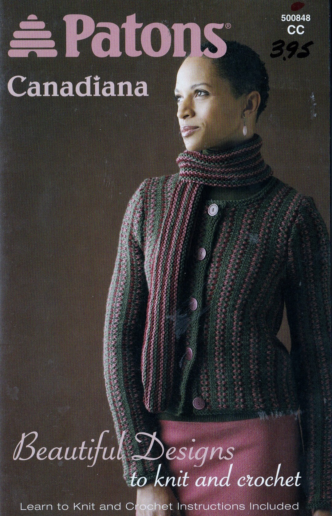 Patons Canadiana Knitting and Crochet Pattern - Women's Scarf, Pullover ...
