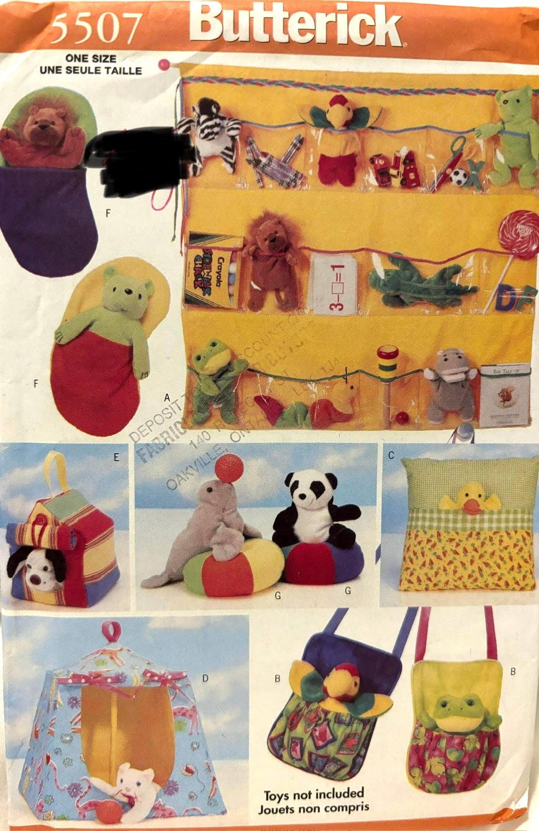 Sewing Pattern Butterick 5730 Bean Bag Animal Pals Accessories Wall ...
