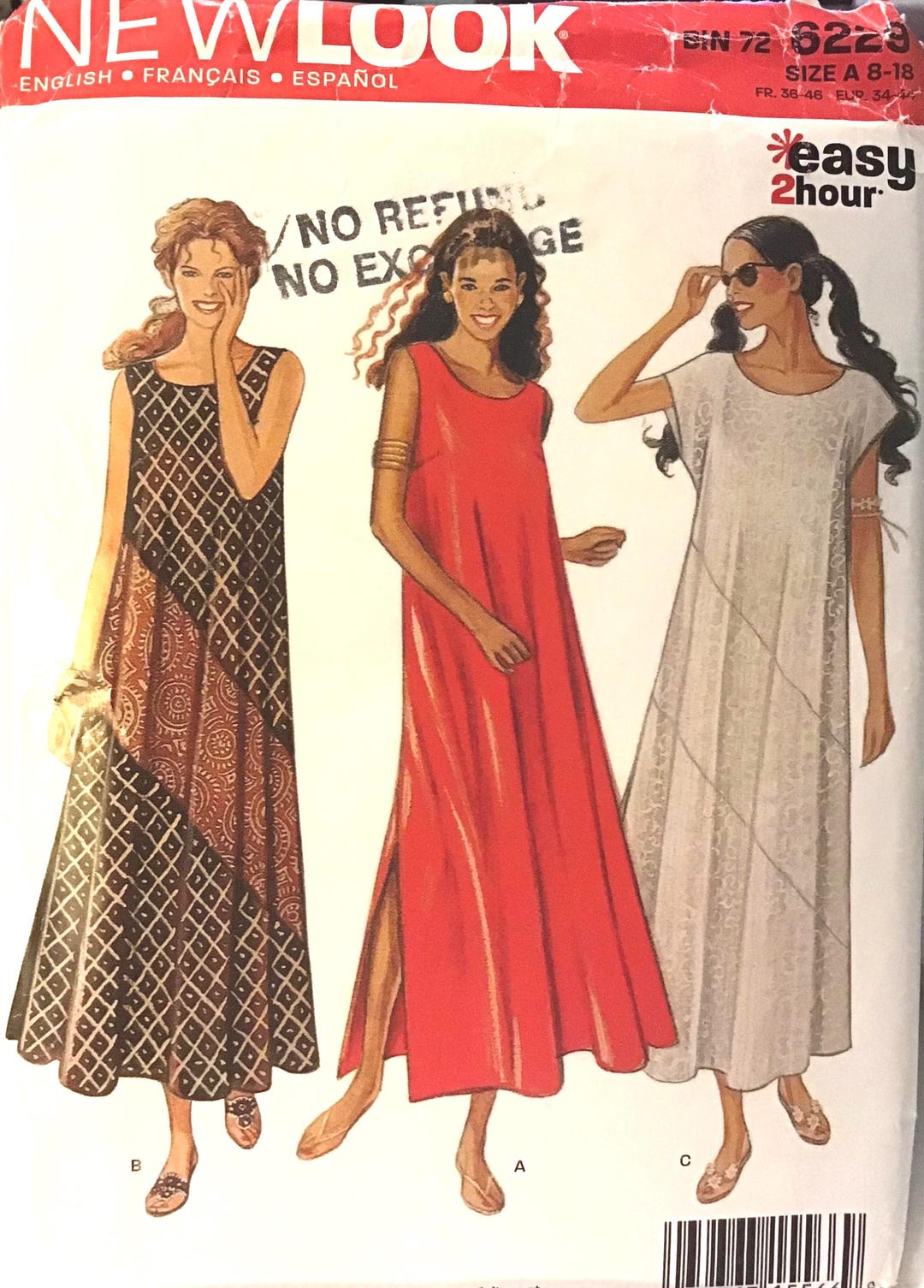 Sewing Pattern New Look 6229 Women's Misses Sleeveless Dress Size 8-10 ...