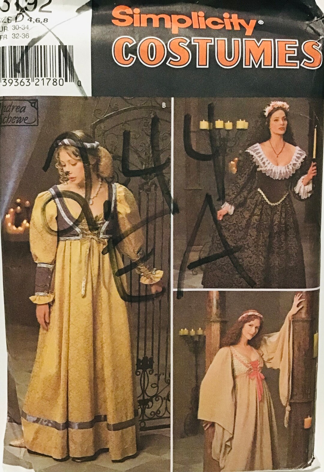 Sewing Pattern Simplicity 8192 Women’s Dress Gown Costume Size 4-6-8 ...