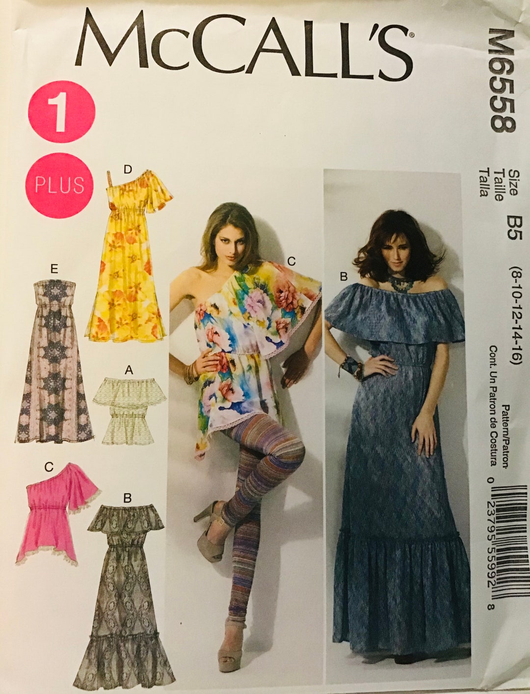 Sewing Pattern Mccall’s 6558 Women’s Pullover Off-shoulder Top and ...