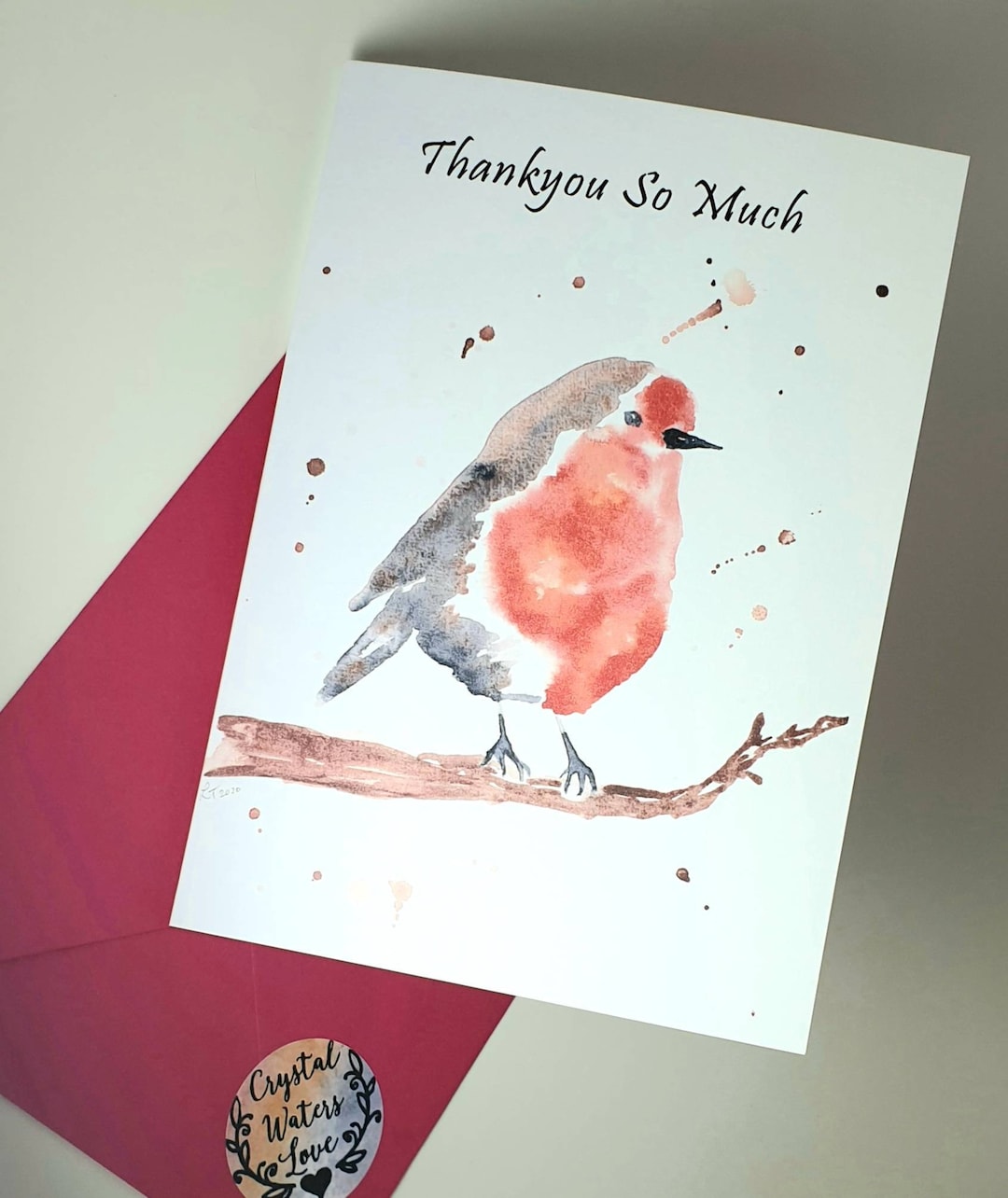Custom Robin Thank You Card: Personalised Watercolor Art Greetings - Etsy
