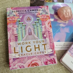Pastel Pink Light Oracle Card Set With Chakra Pendant & Rose Quartz ...