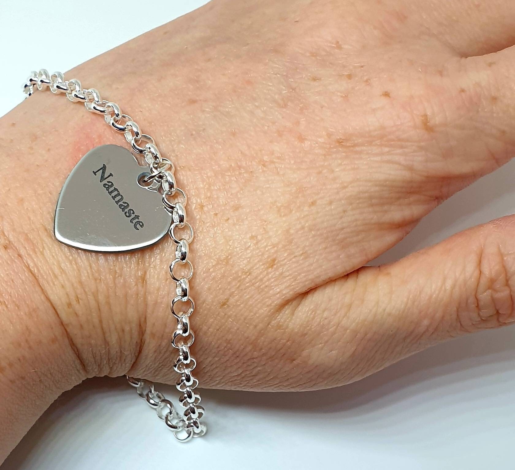 Solid Silver Namaste Bracelet Spiritual jewelry Unique | Etsy