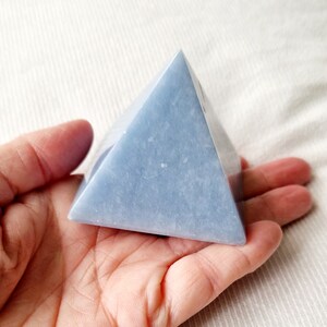 Angelite Crystal Pyramid, Blue Crystal, Stone Pyramid, Blue Angelite ...