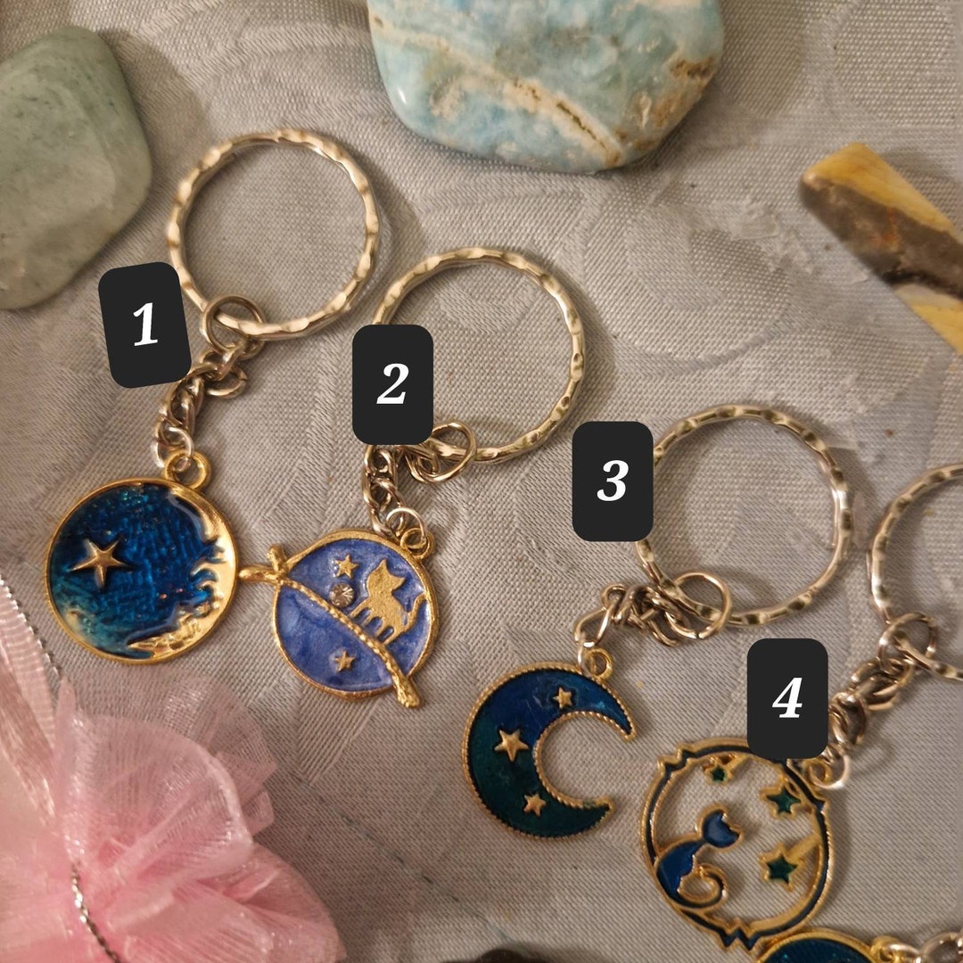 Sun Moon Cat Spiritual Witchy Keyring, for Keychains, Witch Keychain ...
