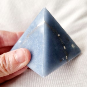 Angelite Crystal Pyramid, Blue Crystal, Stone Pyramid, Blue Angelite ...