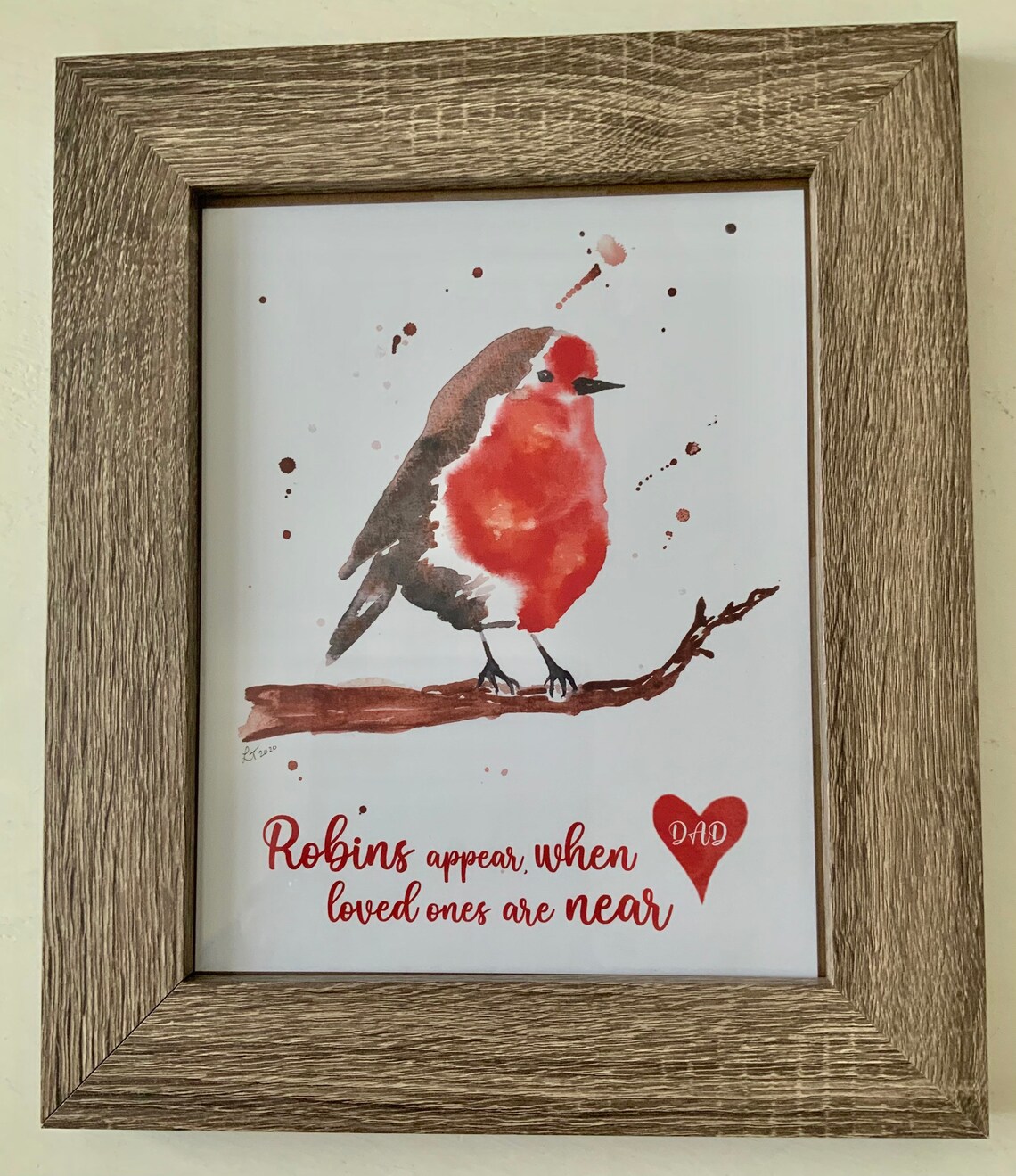 Framed Robin Remembrance Art Memory robin art Robins appear | Etsy