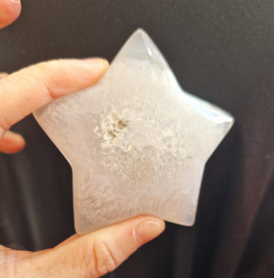 Carved Snow Agate Star Crystal: White Quartz Druzy - Etsy