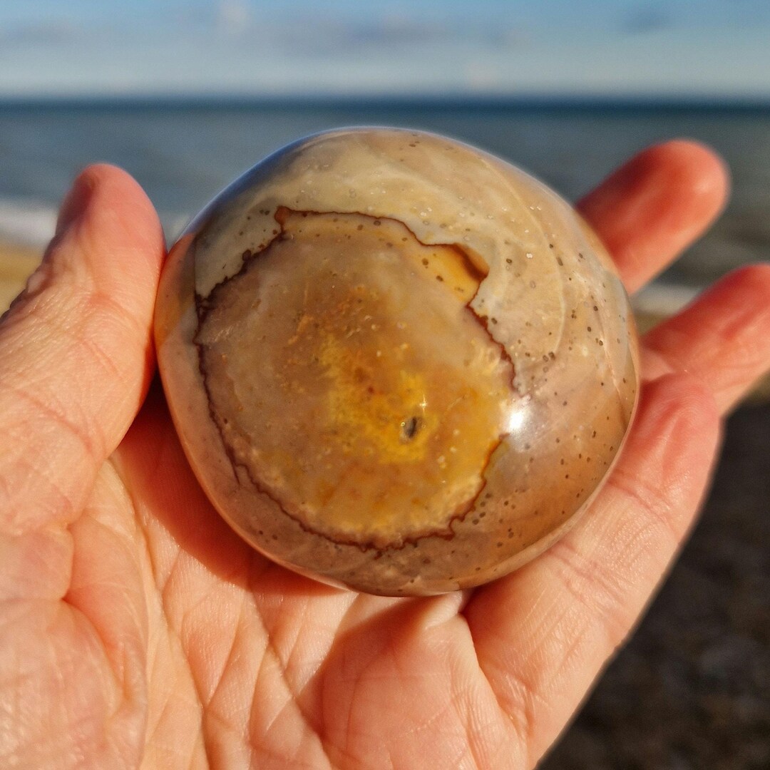 Golden Ocean Jasper Palm Stone: Atlantis Crystal, Healing Gift - Etsy