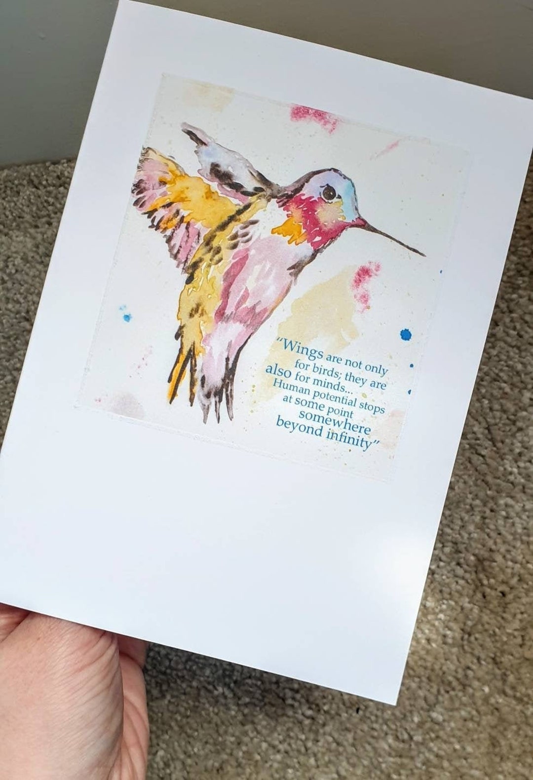 Hummingbird Watercolour Art Card: Positive Quote, 30th Birthday - Etsy