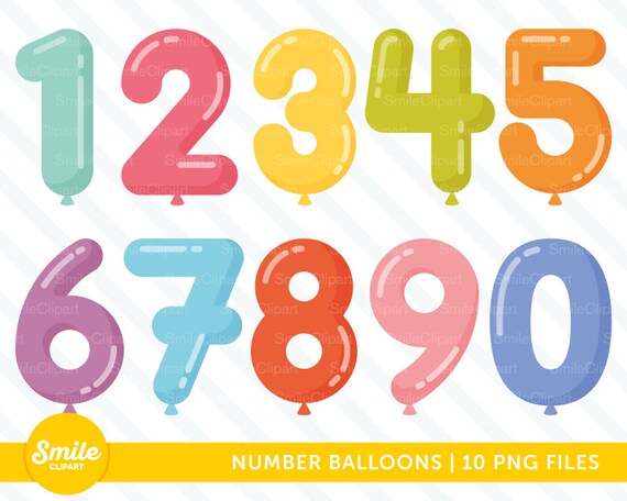Number Balloons Clipart PNG 00127 - Etsy