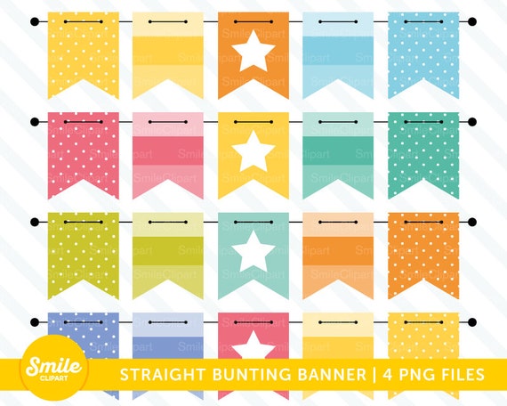 Straight Bunting Banners With Stars and Polkadots Clipart PNG - Etsy