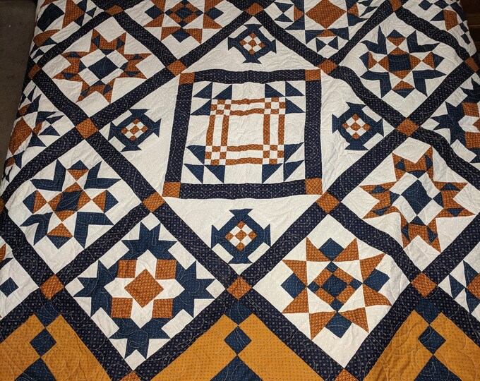 Orange and Blue This and That Queen Sized Quilt - Etsy
