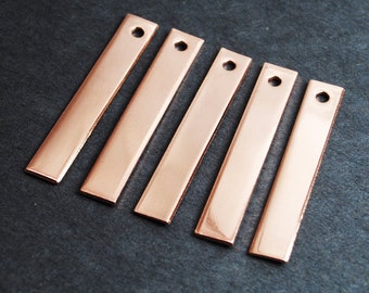 Ten Copper Finished Rectangle Tags W/ One Hole 1/4 X 1 | Etsy
