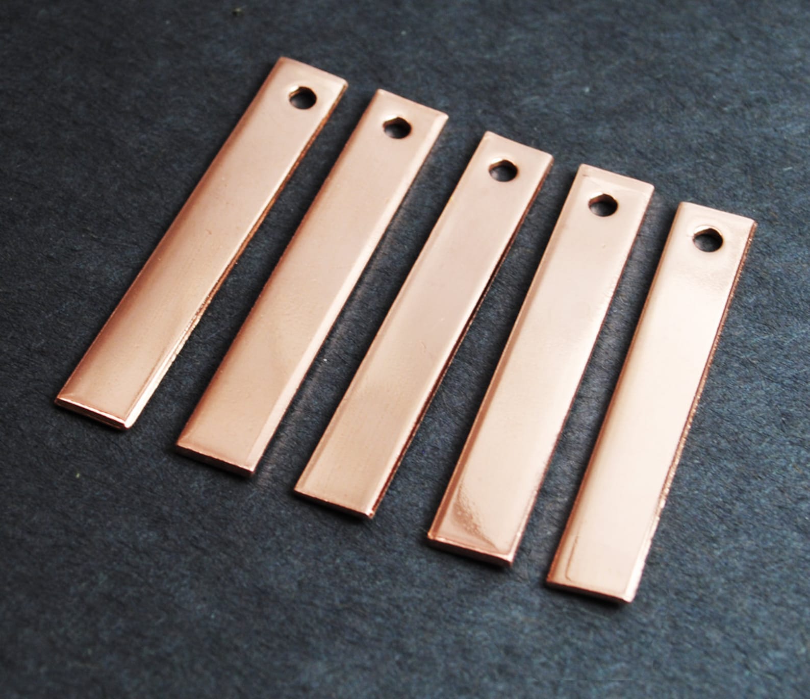 Ten Copper Finished Rectangle Tags W/ One Hole- 1/4" X 1 1/2"- 22g ...