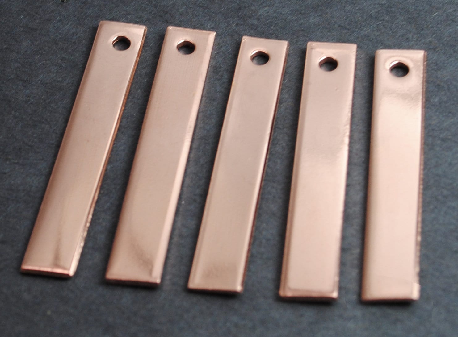 Ten Copper Finished Rectangle Tags W/ One Hole- 1/4" X 1 1/2"- 22g ...