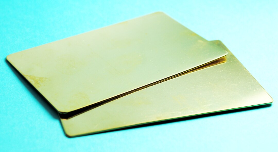 Five Golden Brass Wallet Card Blanks - 2 1/8" X 3 3/8" 20g Jewelers ...