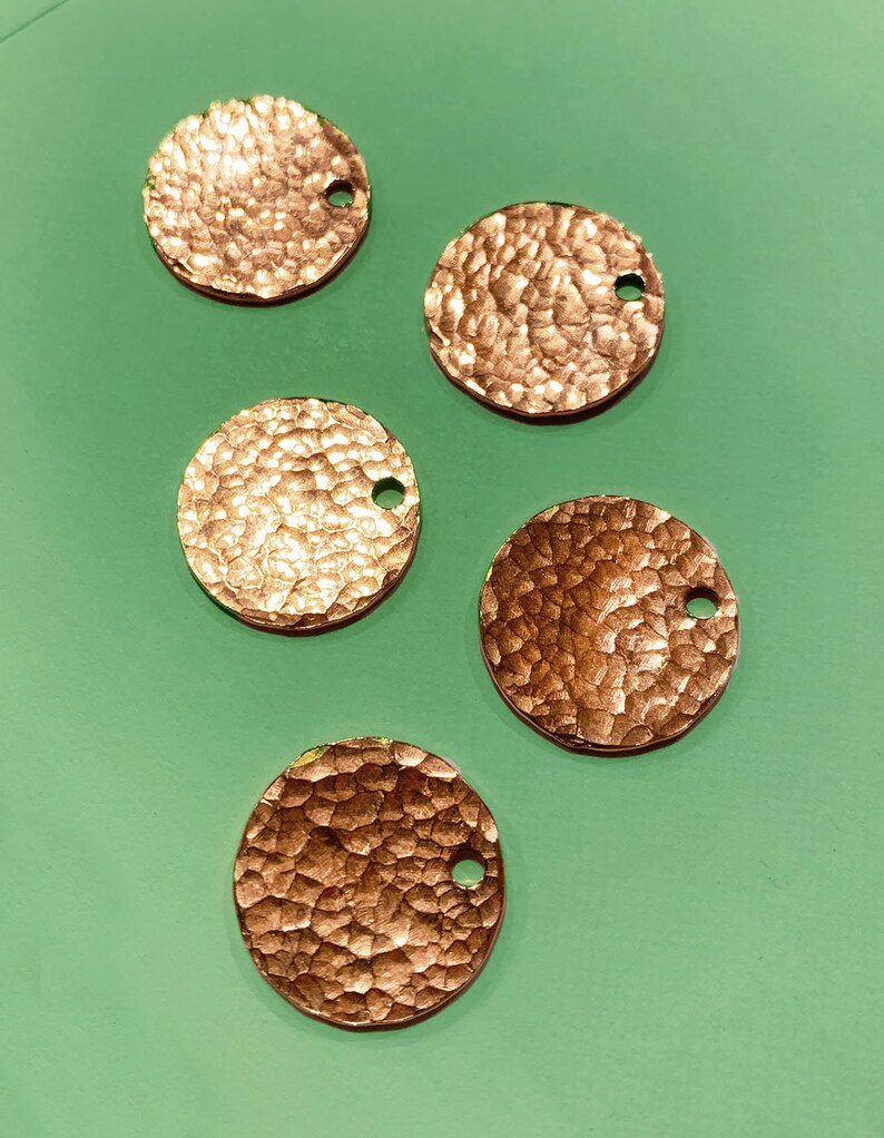 Ten 3/4 Hammered Copper Discs 18g With Premade Hole | Etsy