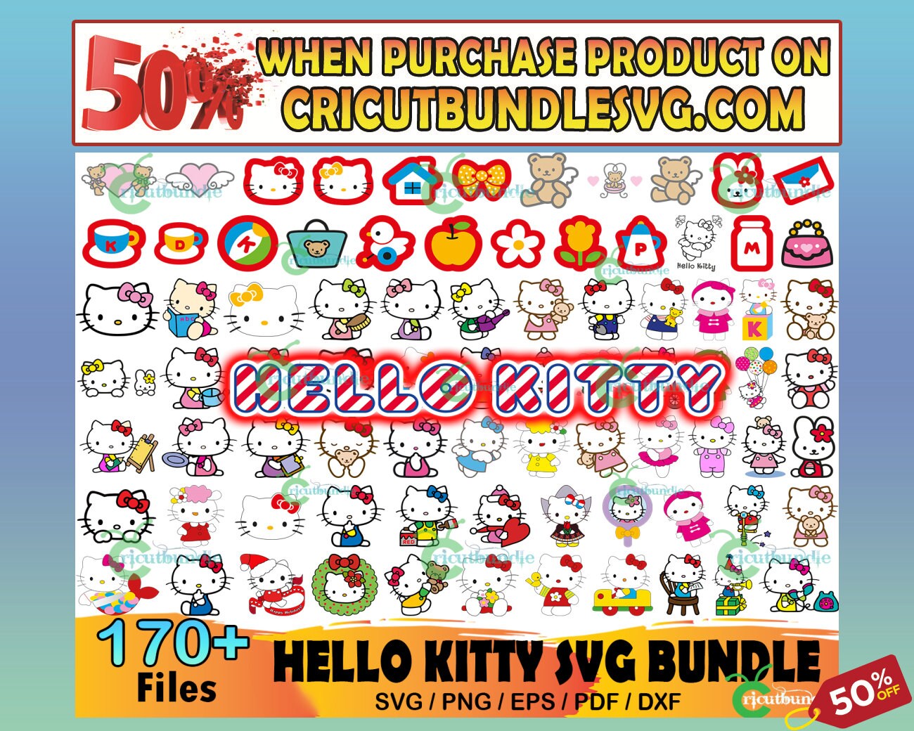 Hello Kitty Svg 170 Hello Kitty Svg Bundle Cartoon Cat Svg Art ...