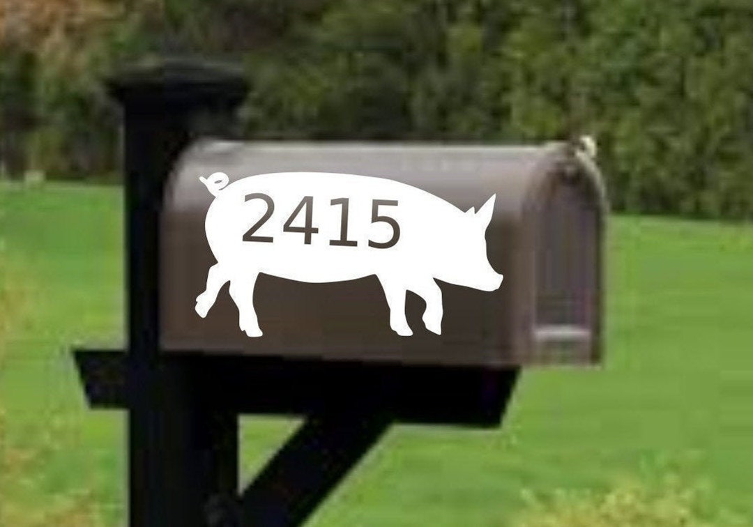 Pig Farmhouse Mailbox Address Decal, Mailbox Numbers, Mailbox Stickers ...