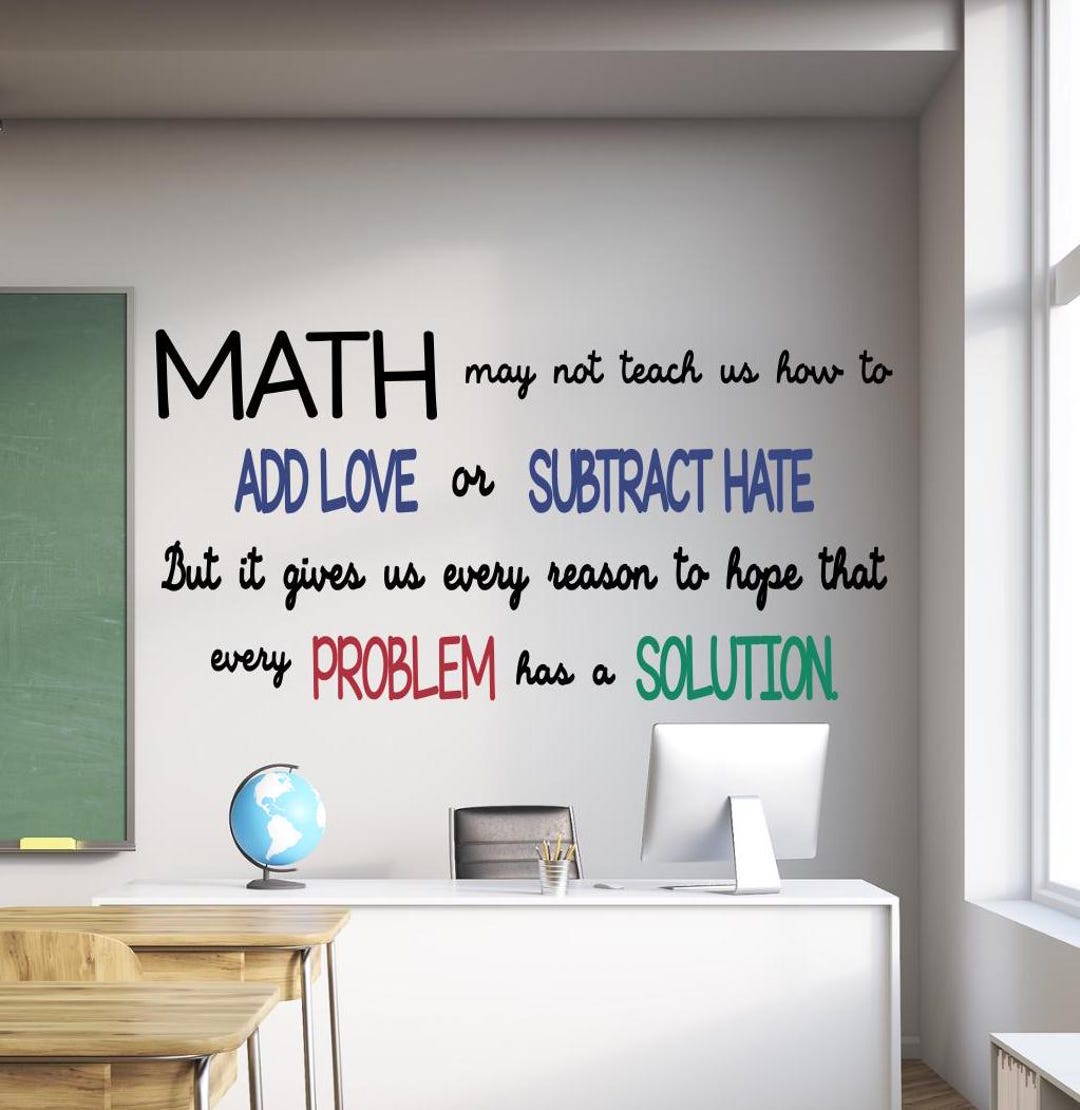 Math Vinyl Wall Decals for Classroom // Add Love, Subtract Hate - Etsy