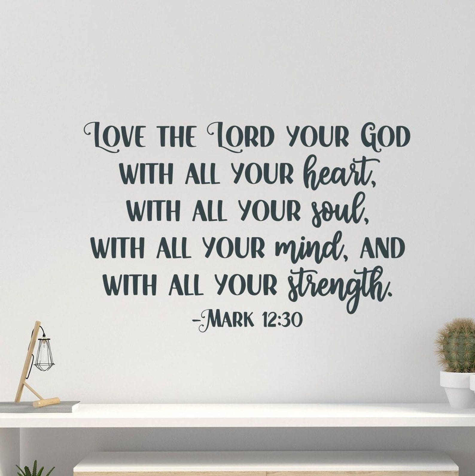 Mark 12:30 Scripture Wall Decal, Christian Home Decor - Etsy