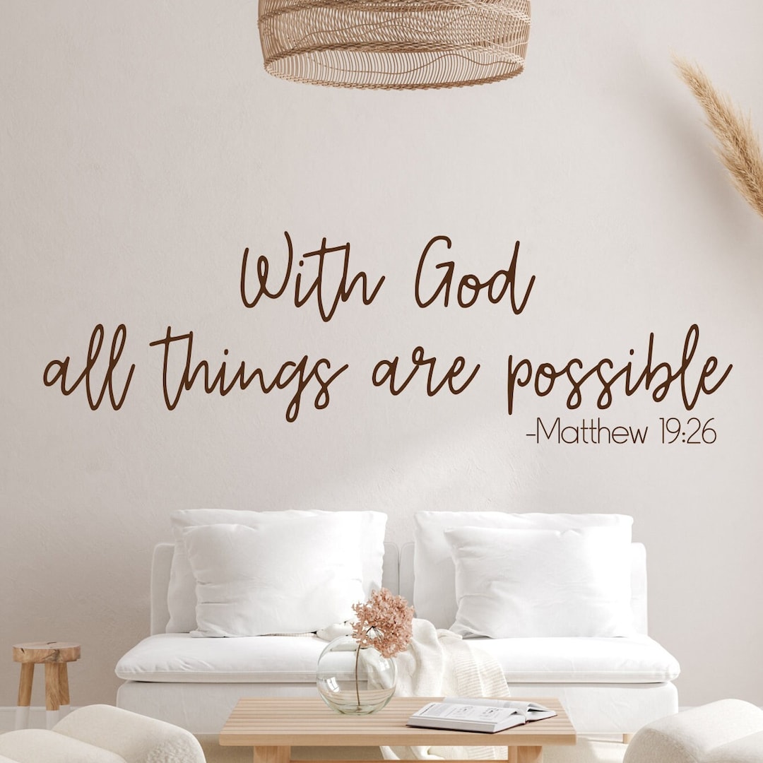 With God All Things Are Possible, Christian Wall Art, Vinyl Wall Decal, Church Wall Decor ...