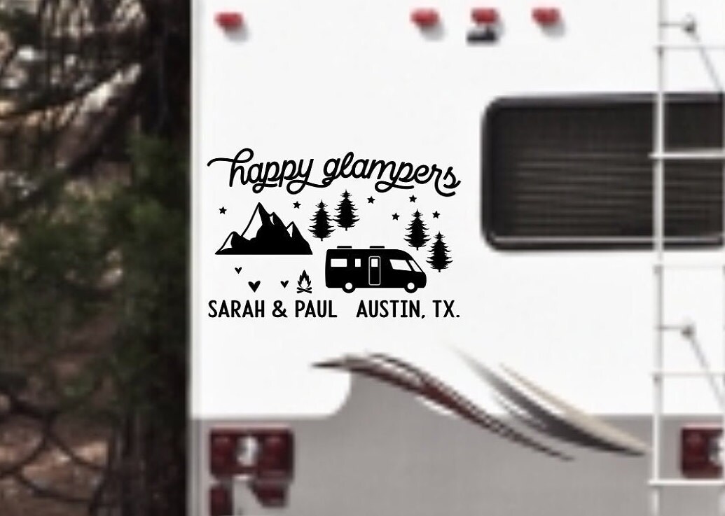 Personalized rv decal, custom rv decal, happy glampers, happy campers ... Personalized rv decal, custom rv decal, happy glampers, happy campers ...