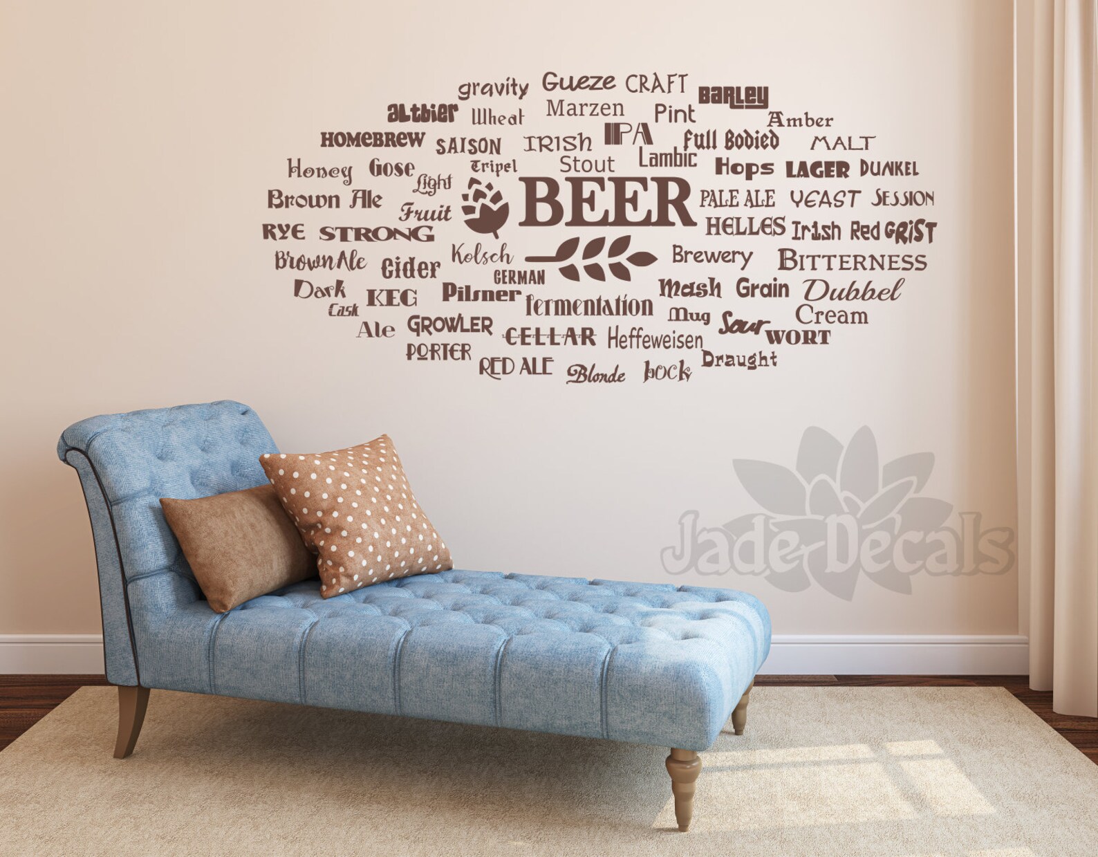 Beer wall decal beer wall art bar wall art types of beer | Etsy
